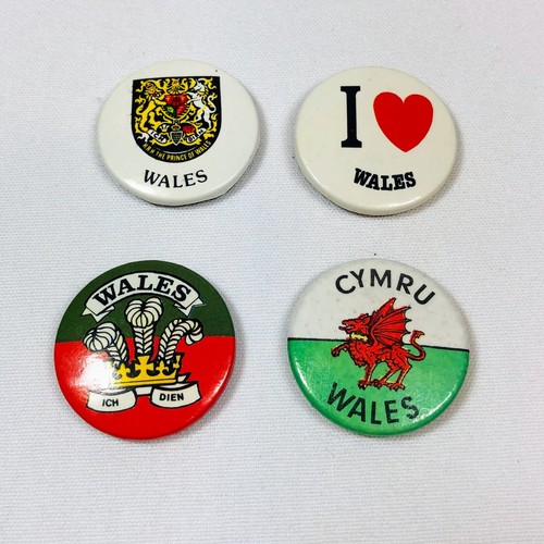 Vintage Lot of 4 Wales 1 1/8" Pins Buttons Badges | eBay
