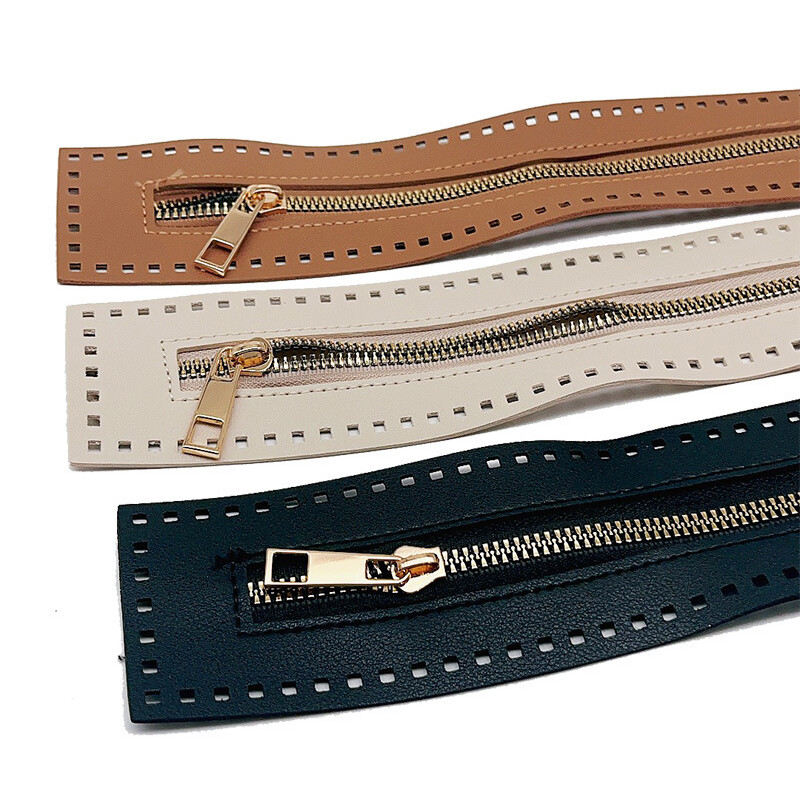 Metal Zipper On Leather