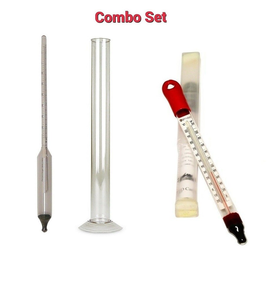 Triple Scale Hydrometer Gravity Balling Beer Wine + Test Jar ...