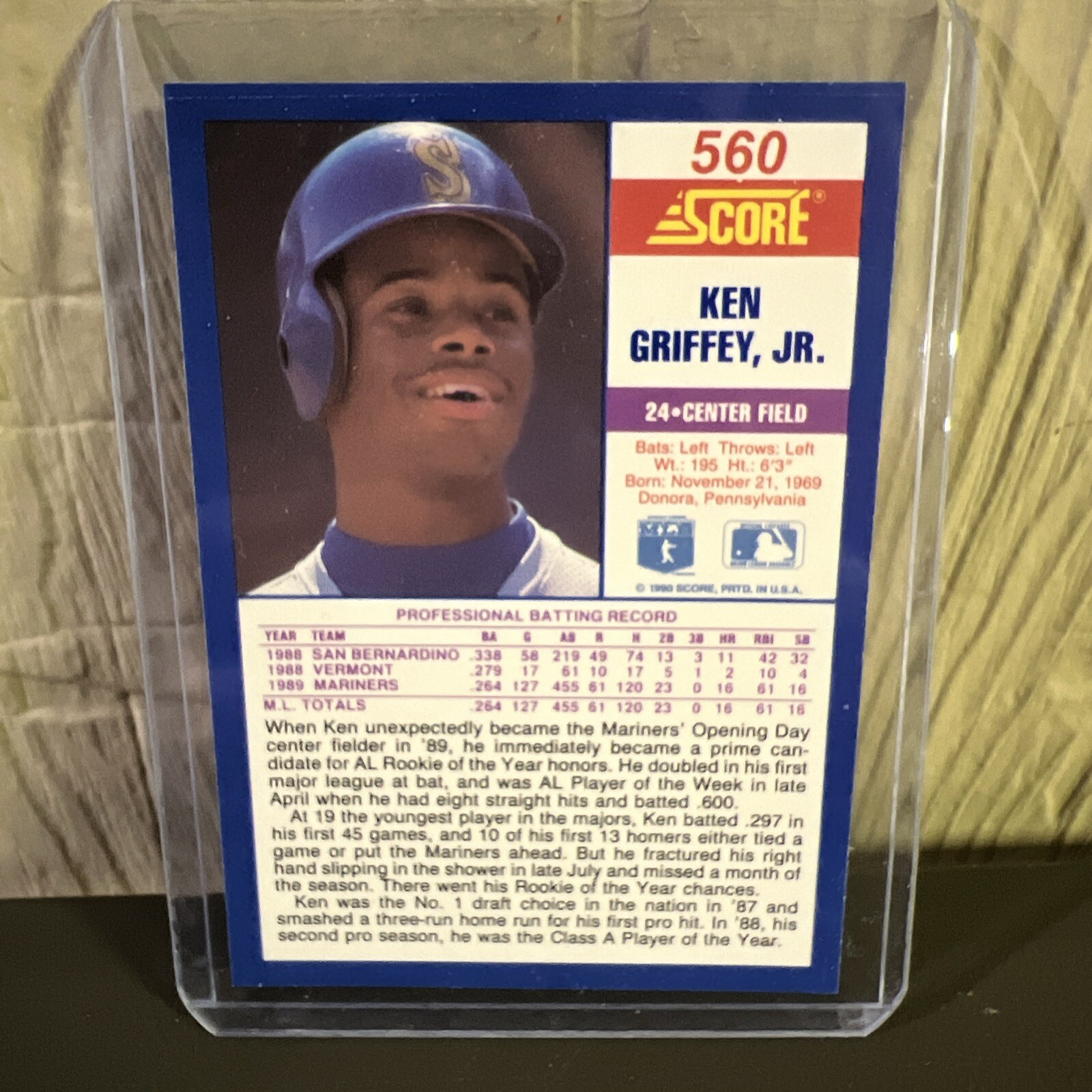 1990 SCORE KEN GRIFFEY JR #655 1/1 SUPER RARE ERROR CARD...SEE ...