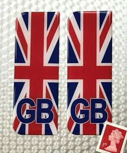 2 x UNION JACK GB Number Plate Stickers Super Shiny Domed Resin Finish ...