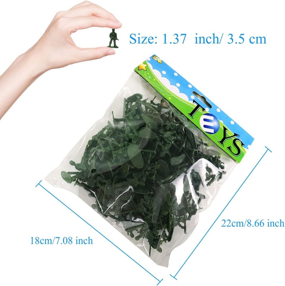 Mini Army Men Collection - 100 Green Soldiers in 12 Poses for Play ...