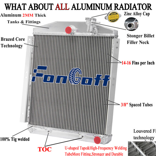 3 Row Aluminum Radiator For 1948-1954 51 Chevy/GMC 3100 3600 3800 3900 ...