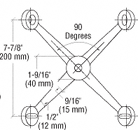 Polished Stainless Regular Duty 90 Degree 4-Way Arm Column Mount Spider ...