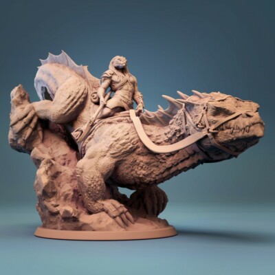Mounted Giant Lizard Miniature D&D Pathfinder RPG | eBay