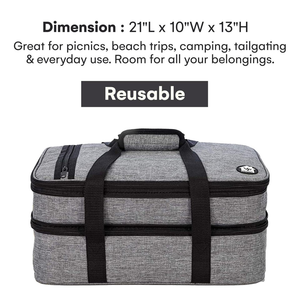 | Double Casserole Travel Bag - Insulated Food Containers Carrier ...
