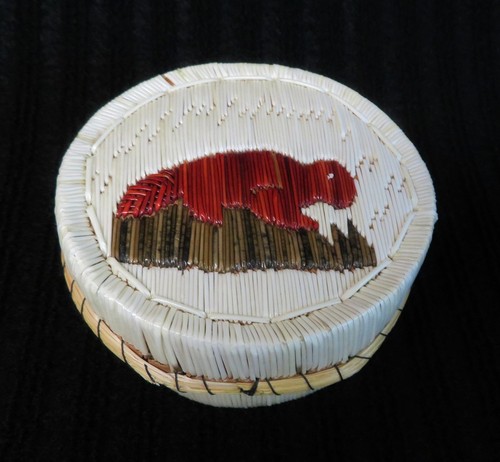 Ojibwe Native American Indian Birch Bark Porcupine Quill Covered 4 ...