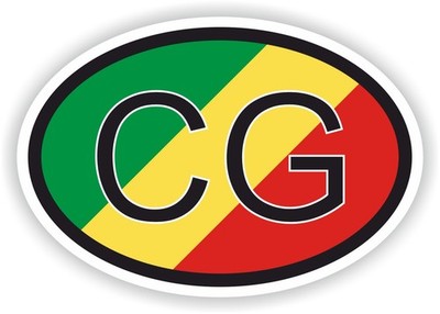 Republic of the Congo Country Code Oval Flag Sticker / Waterproof ...