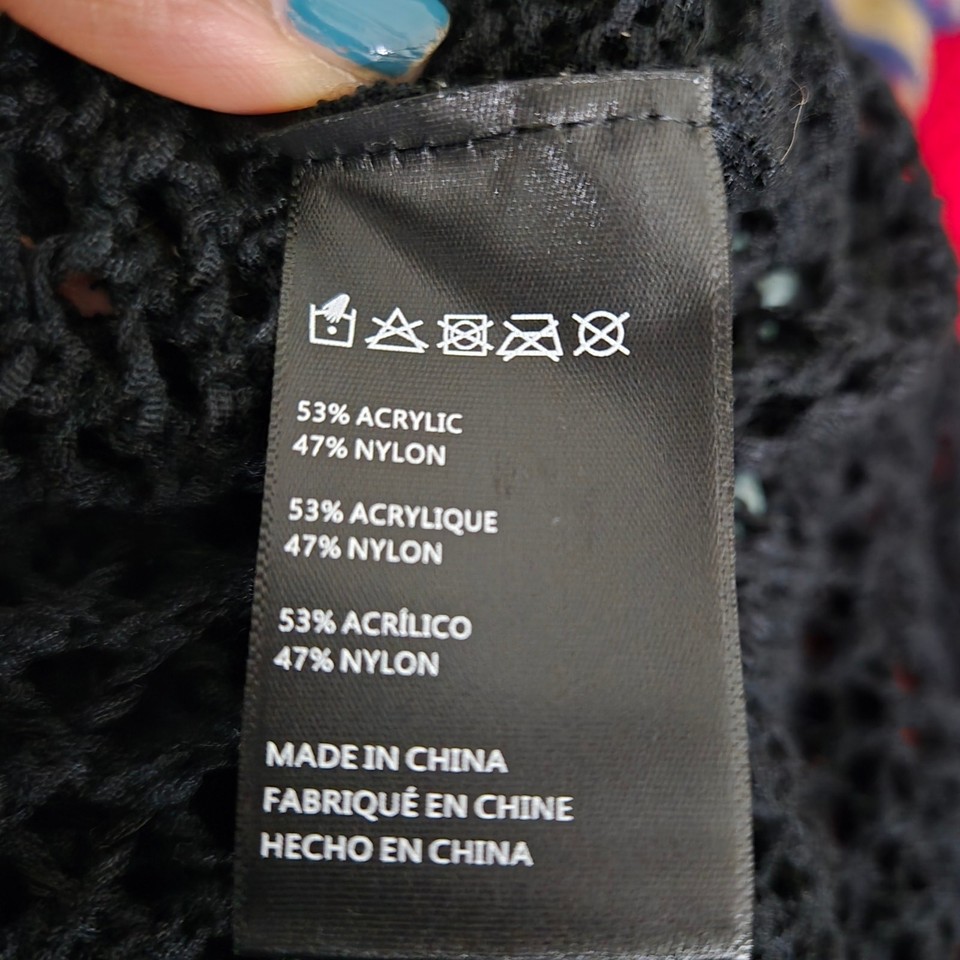 Anthropologie Open Knit Cardigan One Size Black Bell Sleeve Shrug Shawl ...