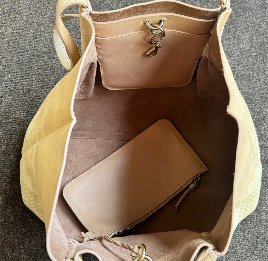 RARE NINA RICCI BAG/HANDBAG TOTE LOGO BEIGE/POWDER - Gem