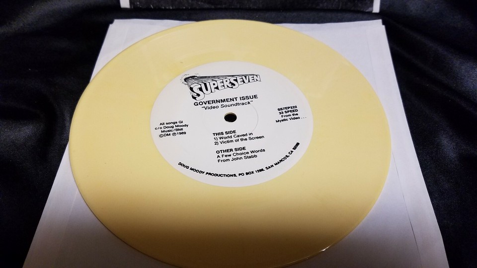 GOVERNMENT ISSUE Video Soundtrack 7" EP Yellow Vinyl 1989 KBD Punk ...
