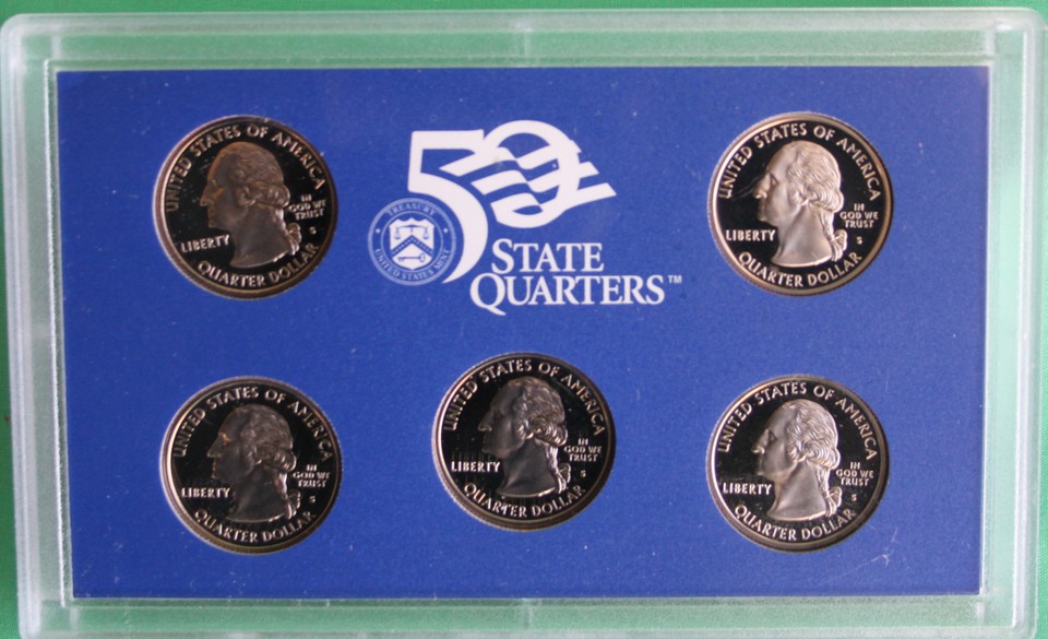 1999 S Five Coin State QUARTER Proof 5 Coin Set No Box 5 Statehood ...