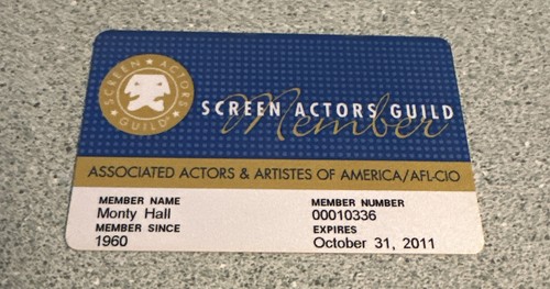 Monty Hall Let’s Make A Deal Screen Actors Guild Member Card SAG Game ...