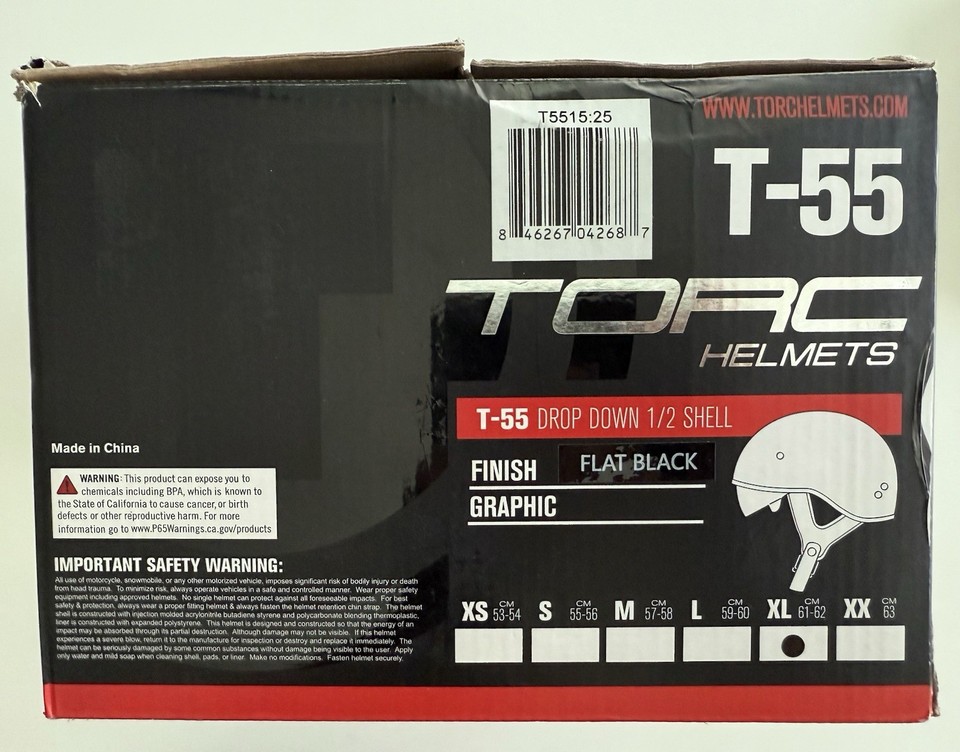 TORC T55 Spec-Op Half Helmet Lightweight advanced ABS shell Slim, XL | eBay