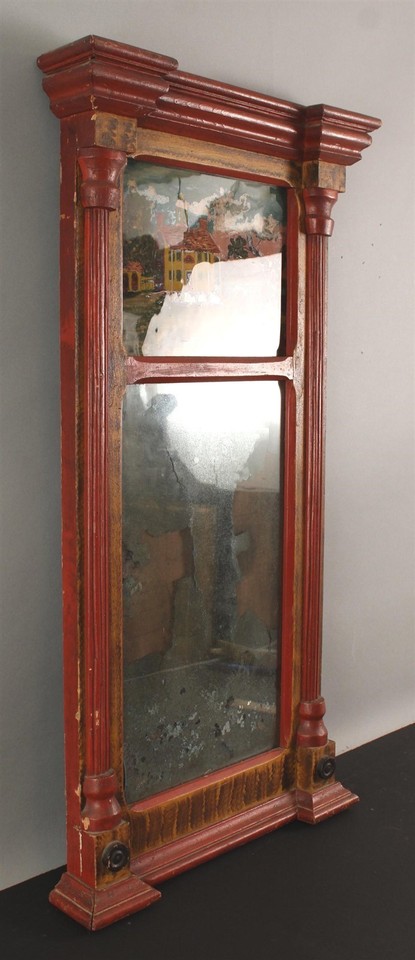 Antique Early Folk Art Colonial Home Tablet Reverse Glass Painting ...