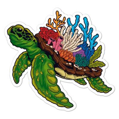 Sea Turtle Coral, Vinyl Decal Sticker, Indoor Outdoor, 3 Sizes, #7875 ...