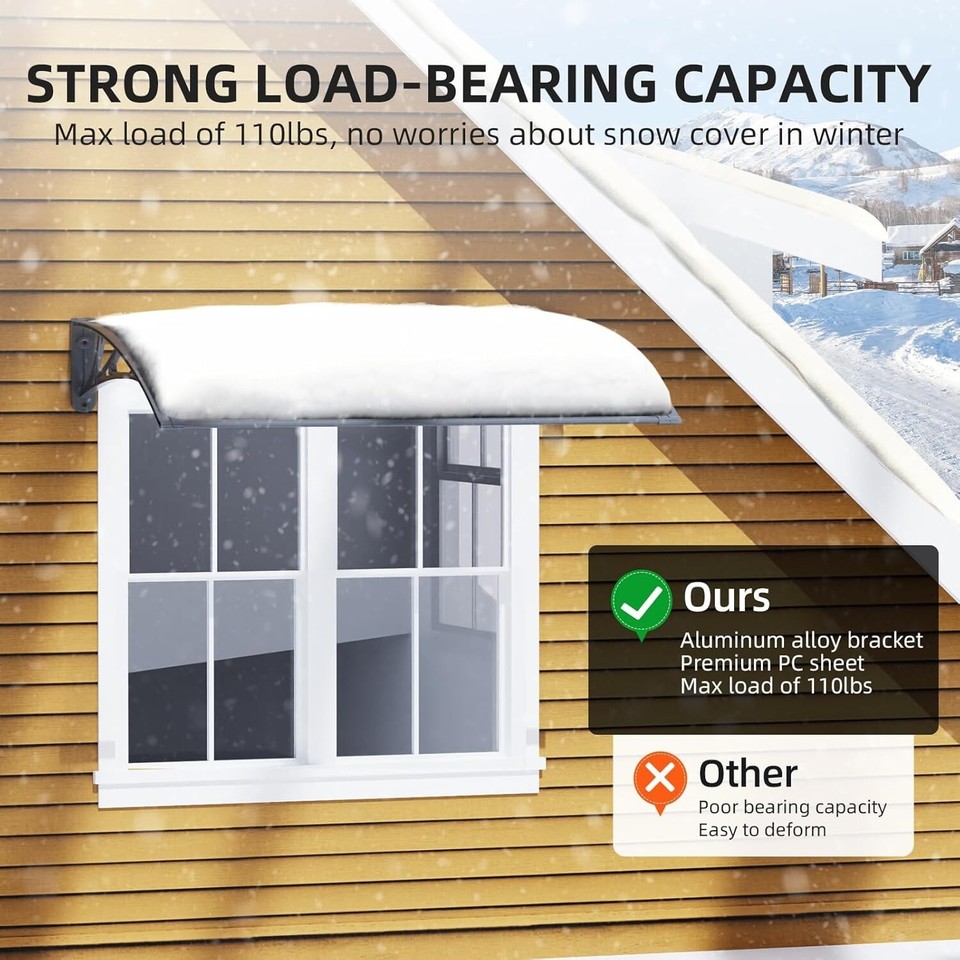 DIY 40" x 60" Window Awning Door Canopy Solid Sheet Board for Patio ...