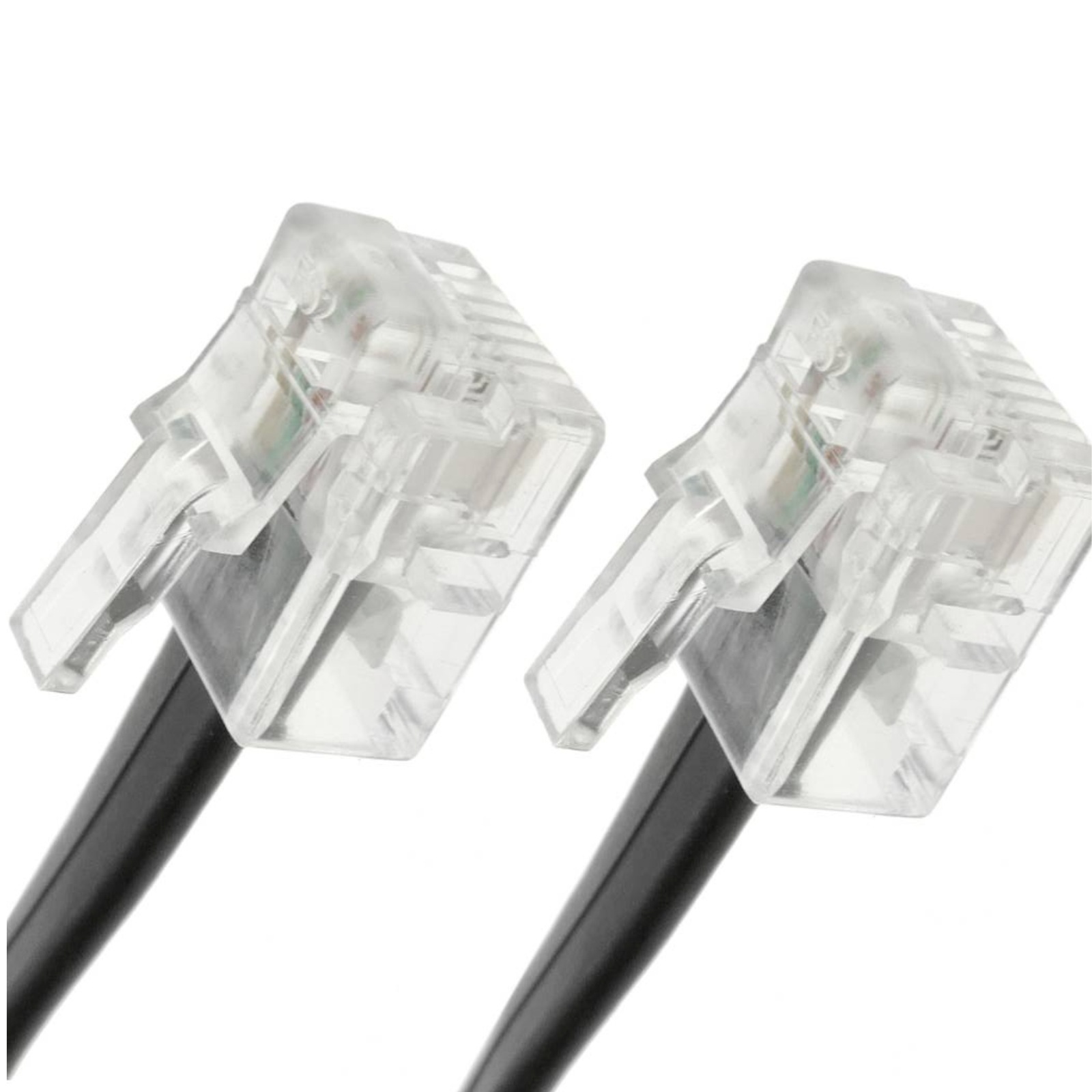 Black 7ft Telephone Modular Line Cord Phone Cable Extension Wire RJ11 ...