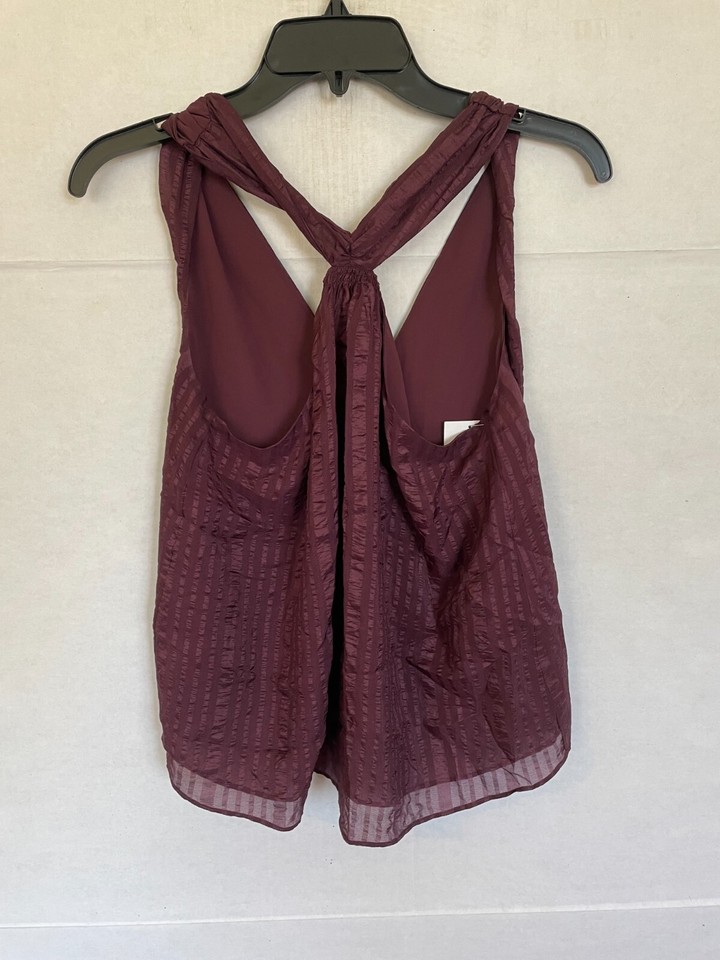 Frame Draped Textured Silk Halter Top in Cabernet Purple size XS XSMALL ...