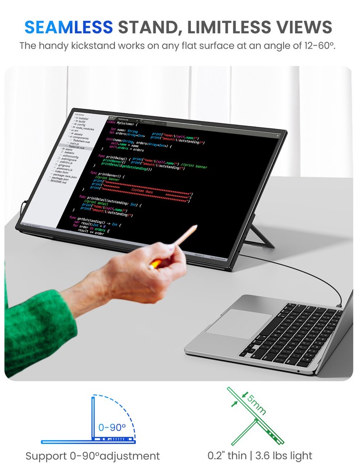 UPERFECT 21.5" 120Hz Portable Monitor 1920x1080 USB C IPS Pannel Gaming ...