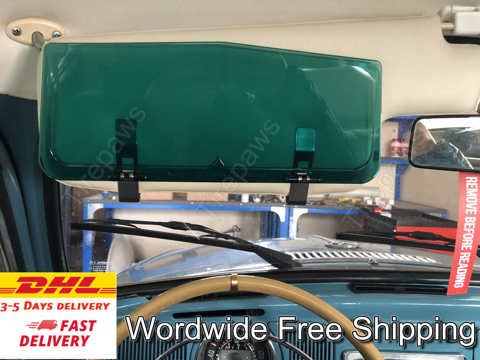 VW Super Beetle T1 SAMBA BUS Camper van Vintage Style Clip-On Green Sun ...