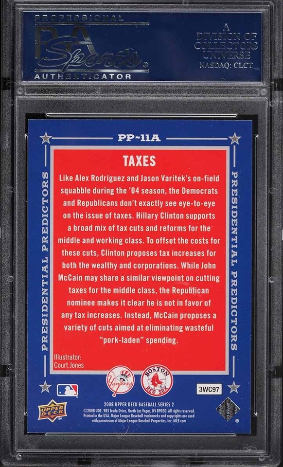 2008 UPPER DECK PRESIDENTIAL PREDICTORS HILARY CLINTON MCCAIN #PP-11A ...