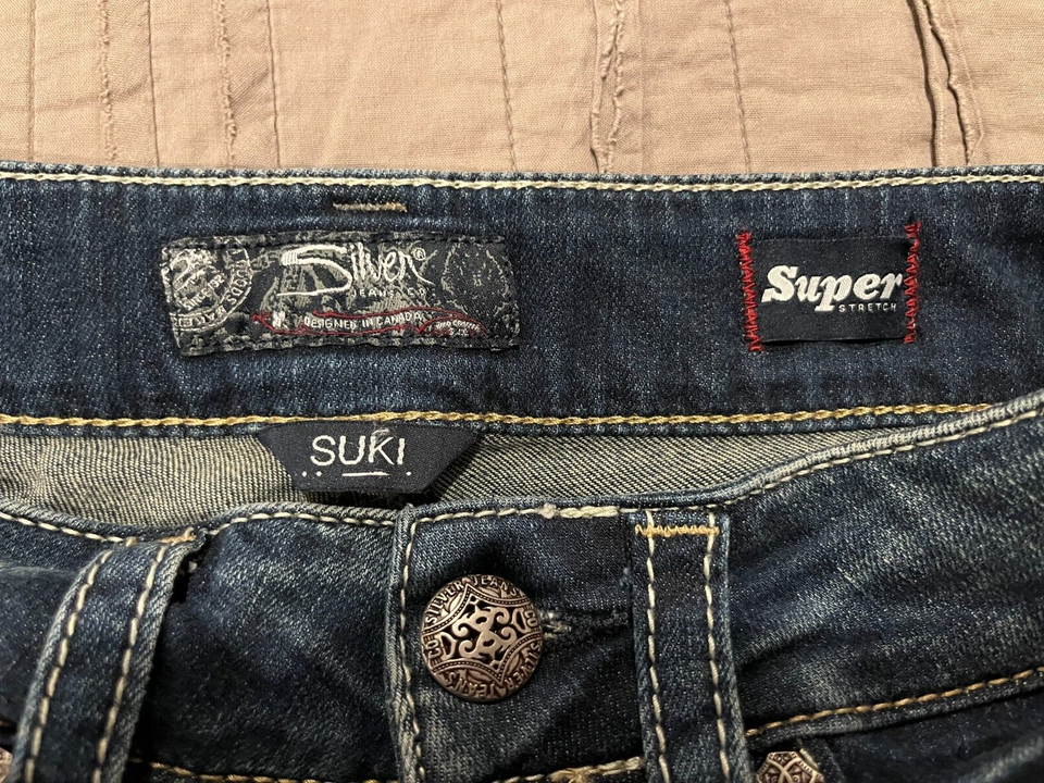 Women's SILVER Suki Mid Capri Super Stretch Jeans Size 25 x 24" inseam ...