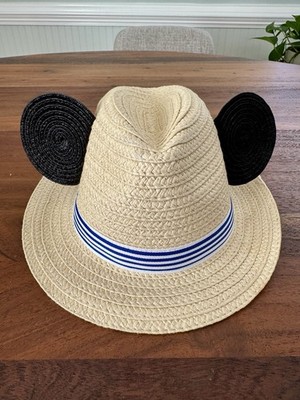 Disney Hanna Andersson Child’s Straw Hat Fedora Mickey Mouse Ears Small ...