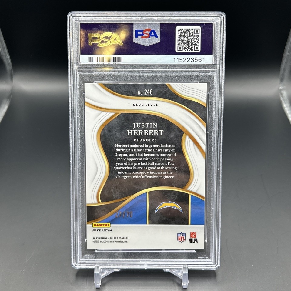 Justin Herbert 2023 Select Dragon Scale Prizm Club Level /70 Chargers ...