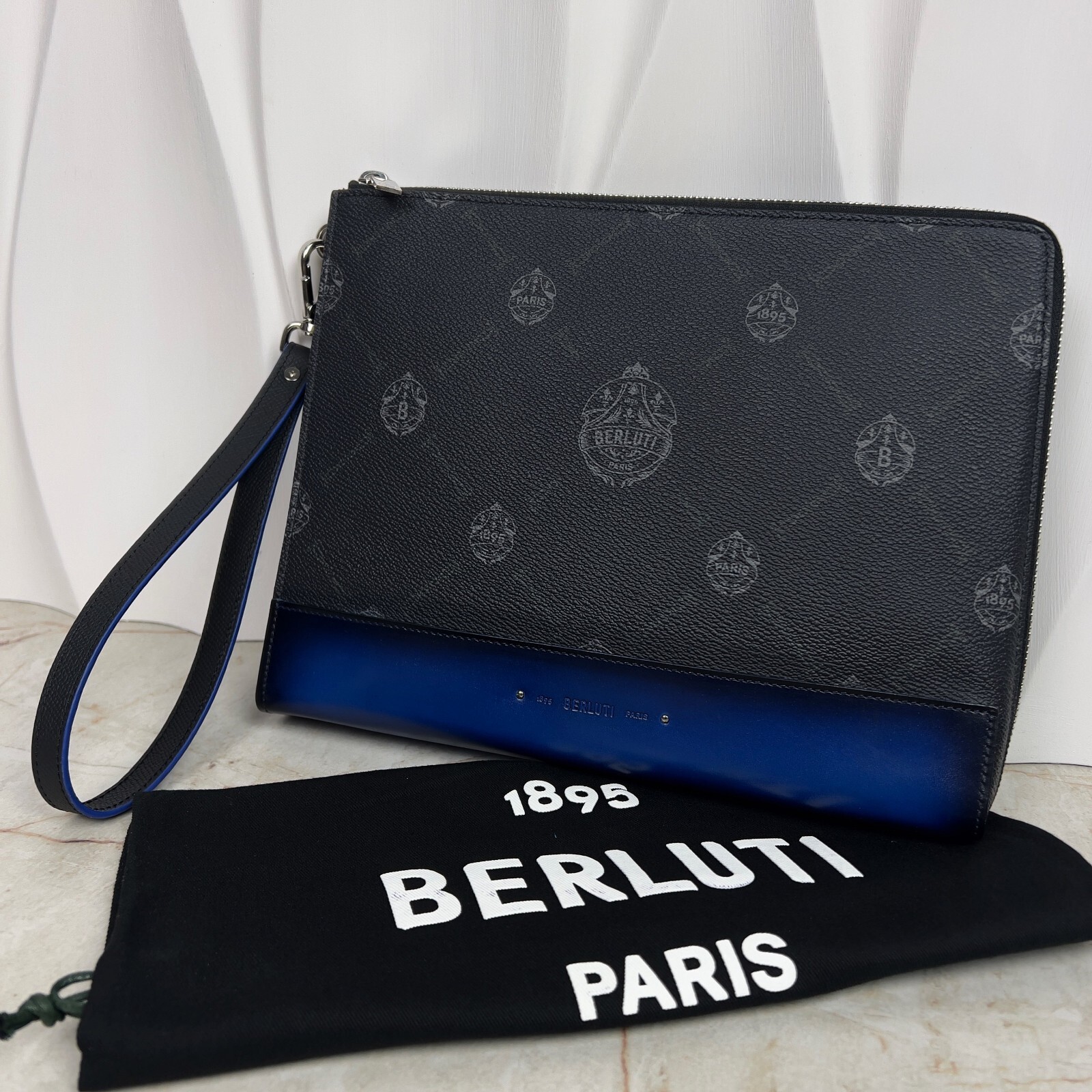 Berluti Nino GM Clutch Document Holder Bag Black Canv… - Gem