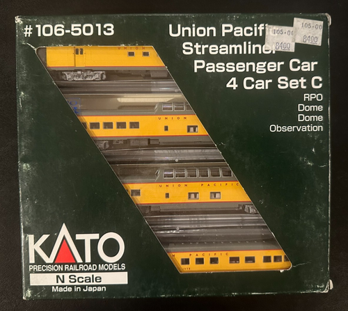 N SCALE SET OF 4 KATO UP STREAMLINER PASSENGER SET C, ITEM # 106-5013 ...