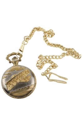 Wright Brothers First Flight Airplane Pocket Watch Silver Gold Finish ...