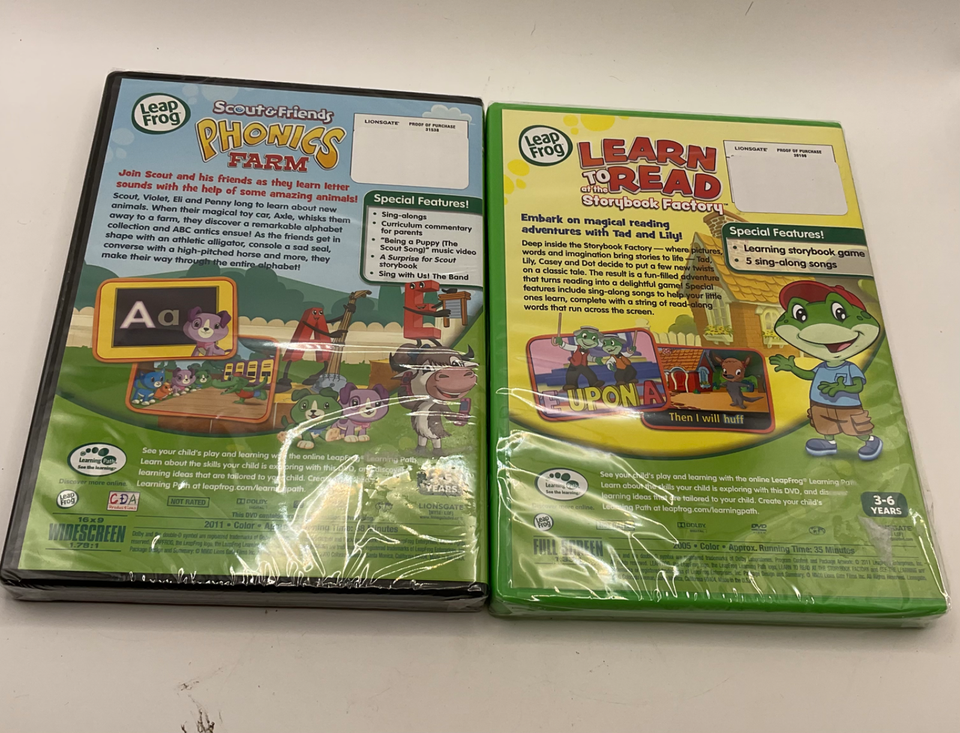 LEAP FROG SEALED EDUCATIONAL DVDS - 5 DVD'S MATH & READING KIDS ...