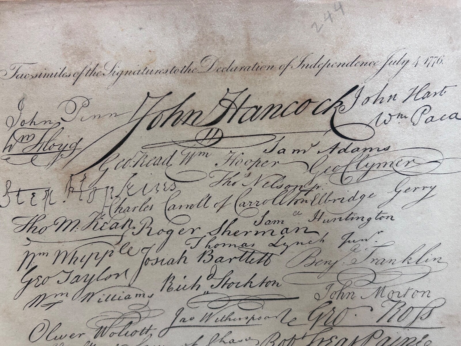 Antique 1819 Facsimiles Of The Declaration of Independence July 4 1776 ...