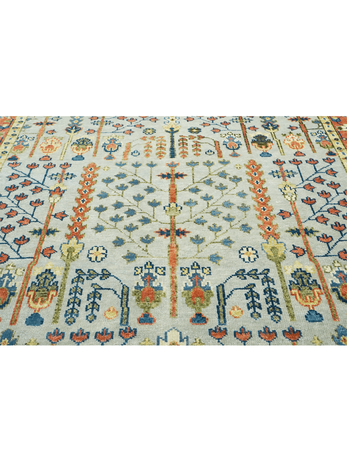 Handmade Multi-Size Oushak Grey Rust Traditional Turkish Tree of Life ...