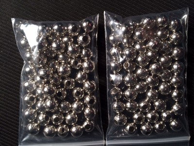 100 Shiny Silver colored Nickle Beads 5/16" Round (approx 7mm) Made in ...