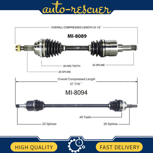 For Plymouth Dodge Neon Chrysler PT FWD Pair Front CV Axle Shafts ...