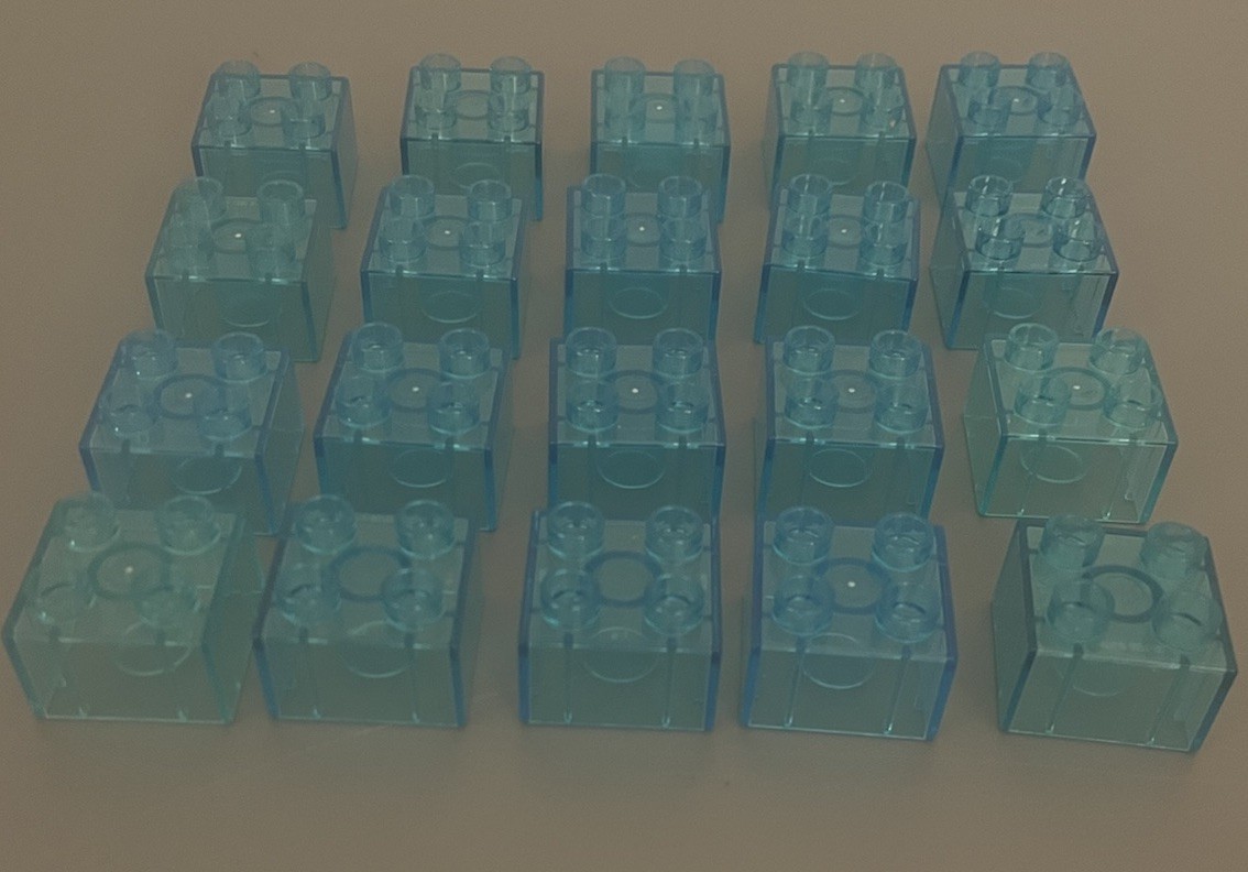 Lego Duplo - Lot Of (80) Translucent Blue 2x2 Stud Brick Water Ice ...