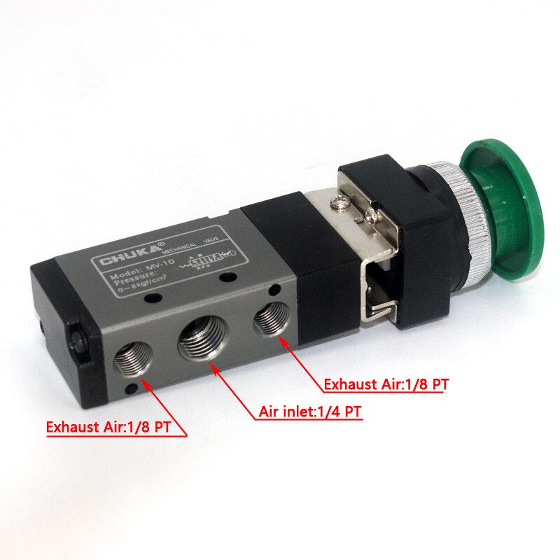 Pneumatic Air Control Valve 2 Position 5 Way Momentary Mushroom Green ...