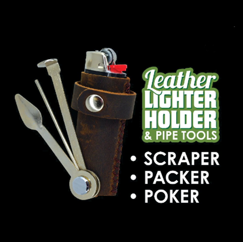 3in 1 LEATHER LIGHTER HOLDER LIGHTER CASE W/TOOLS Fits Bic Lighters ...