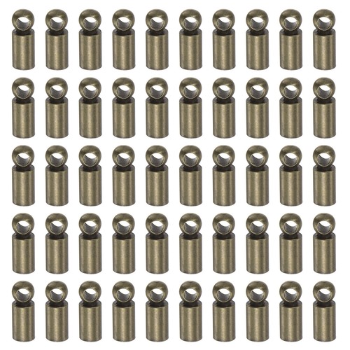50Pcs Cord End Cap 2.5mm ID Copper Column Barrel End Caps Bronze ...