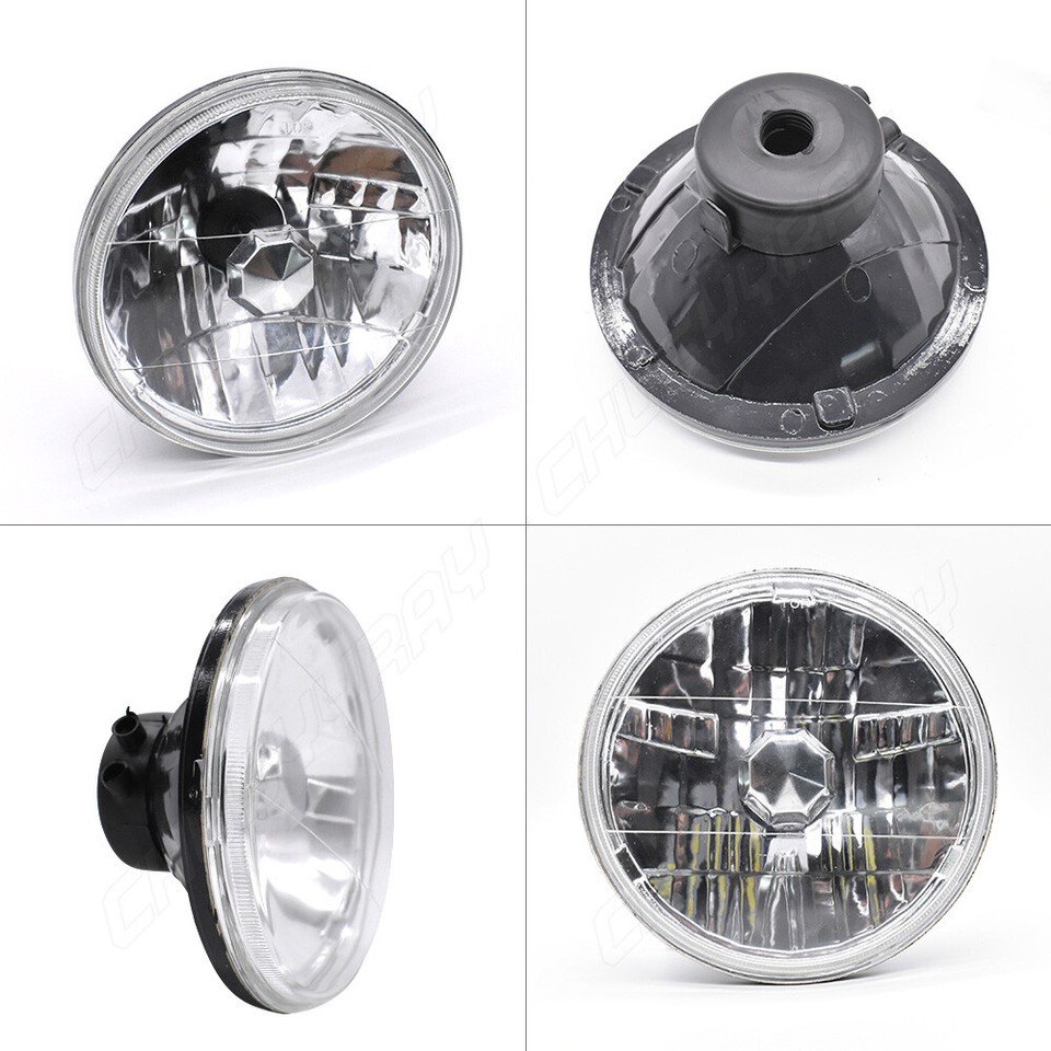 7" ROUND CLASSIC CAR SEALED BEAM HEADLIGHTS LED H4 CONVERSION PAIR ...