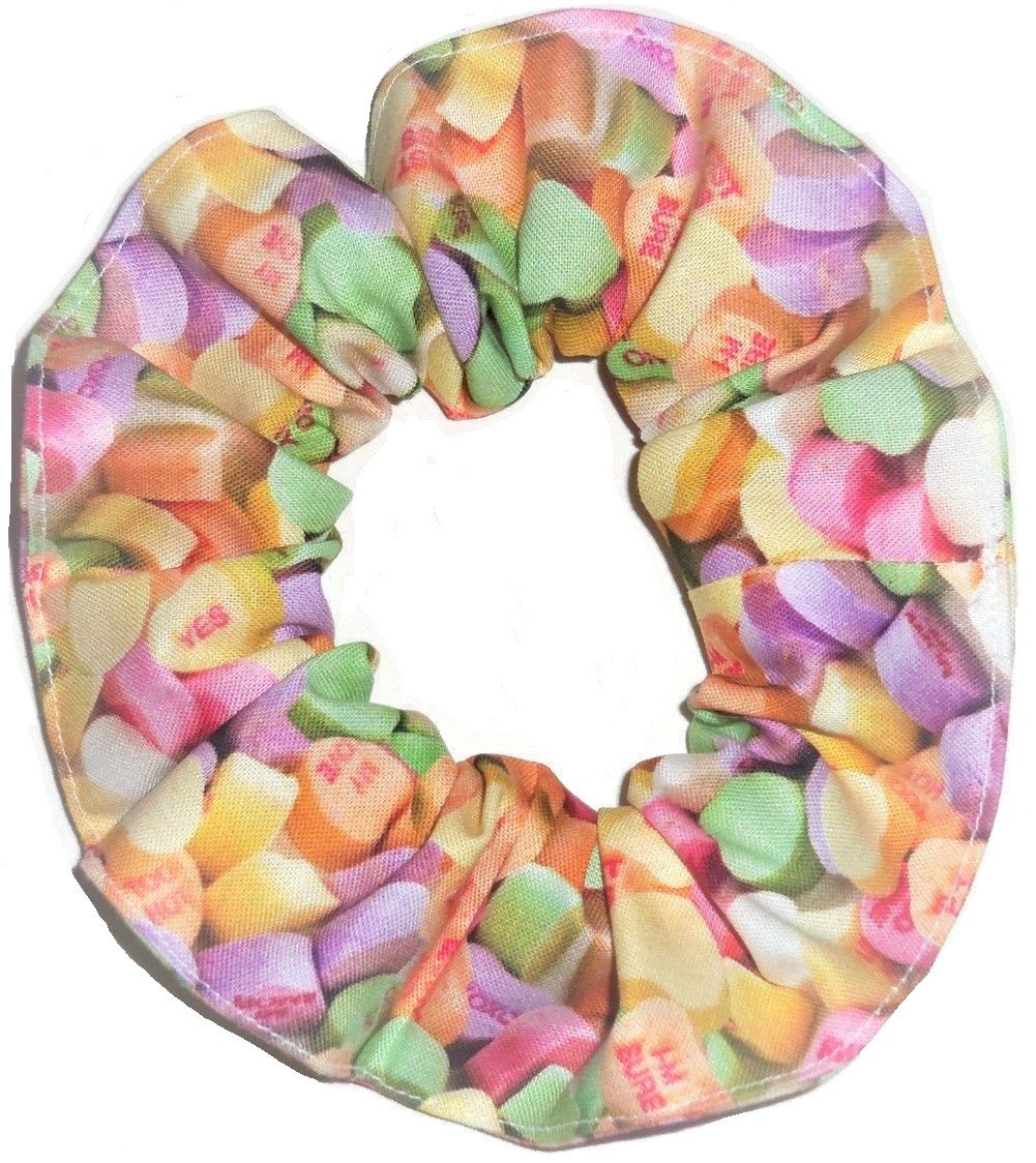 Hair Scrunchie Valentines Day Fabric Scrunchies by Sherry Hearts Kisses ...