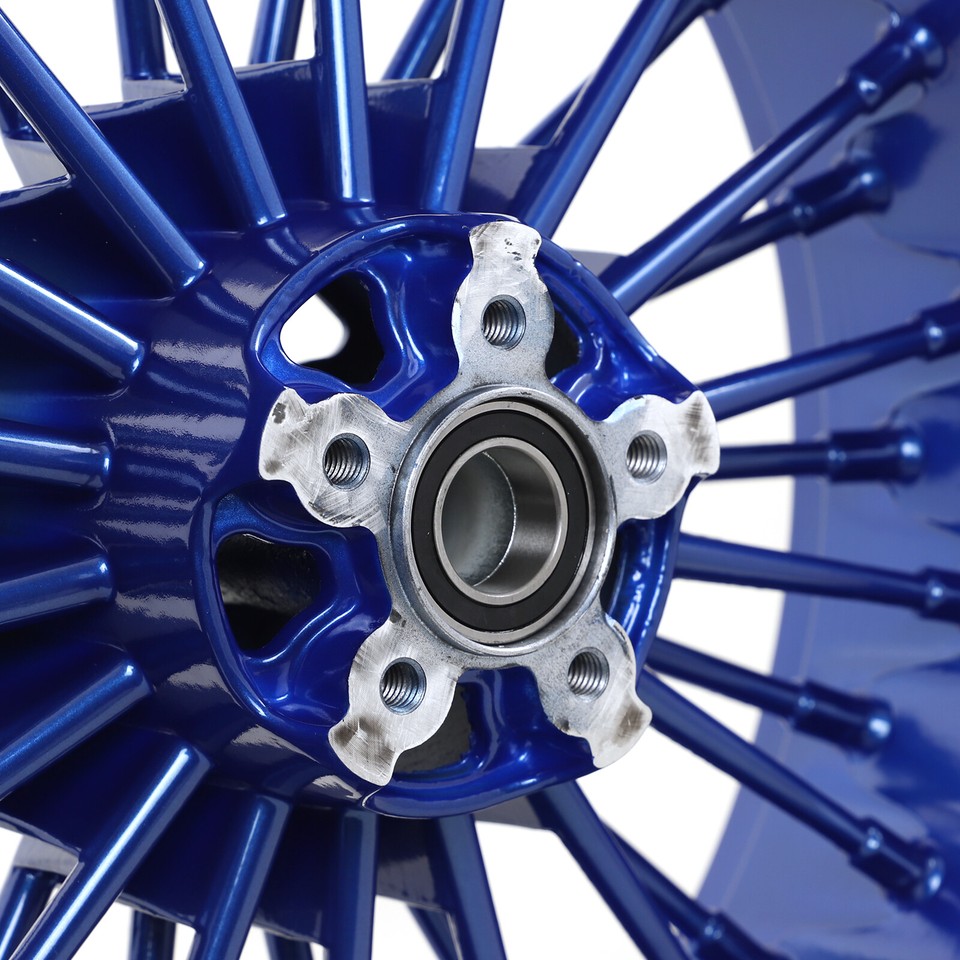 21x2.15 18x5.5 Fat Spoke Wheels Blue Rims for Harley Dyna Street Bob ...