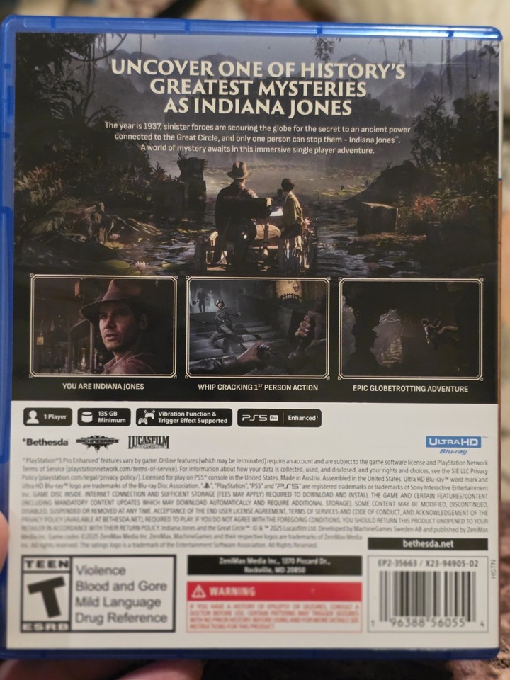 Bethesda Indiana Jones and the Great Circle PS5 Pro Enhanced Action ...