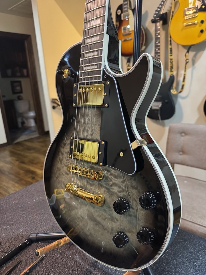 Chibson Custom LP Guitar 5A Quilted maple top Ebony fingerboard, Frets ...