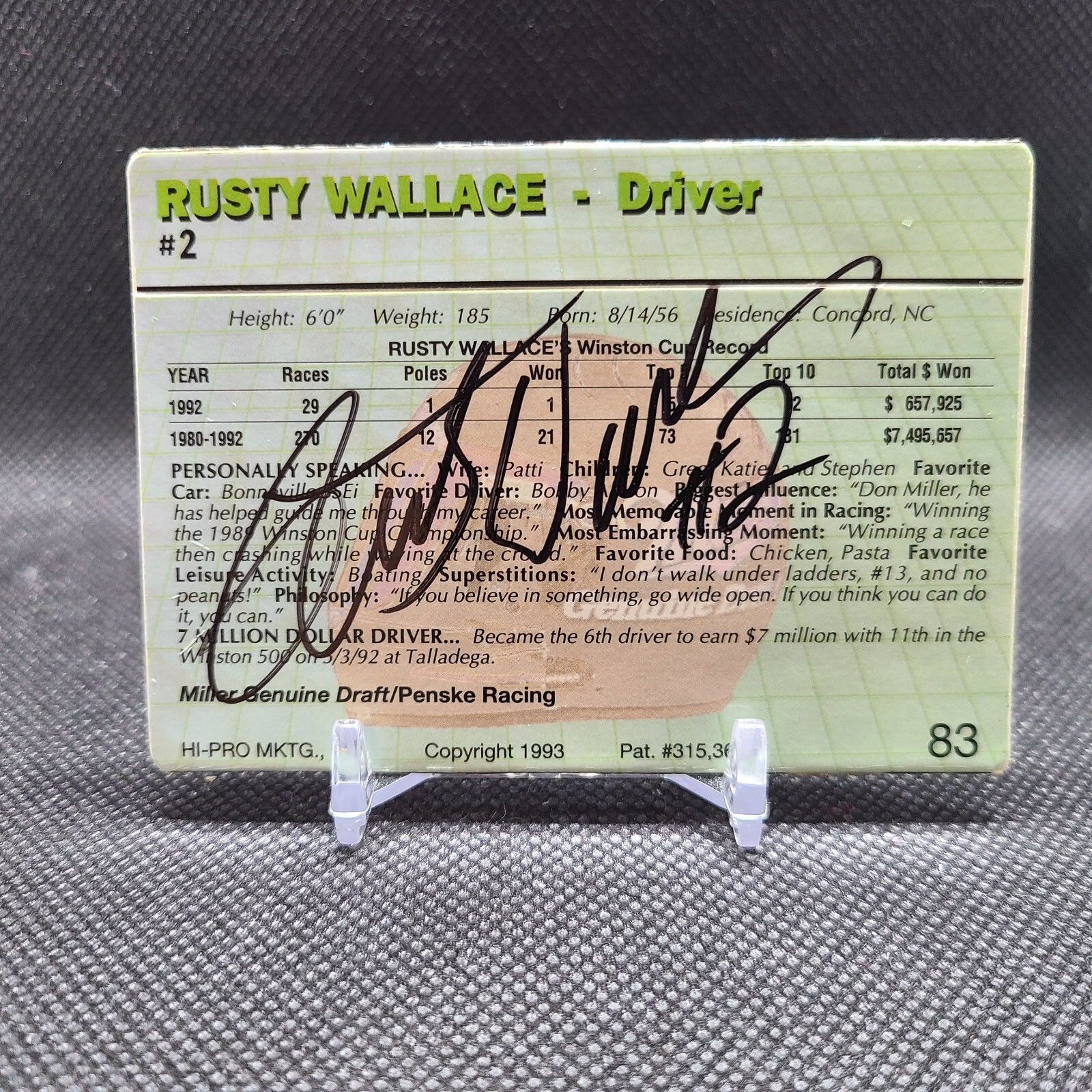 Rusty Wallace 1993 Action Packed Racing Card NASCAR Auto | eBay