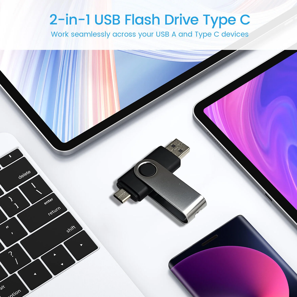 USB-C to USB Flash Drive OTG Pen Drive 4 iPhone, Android, Mac, PC Fast ...