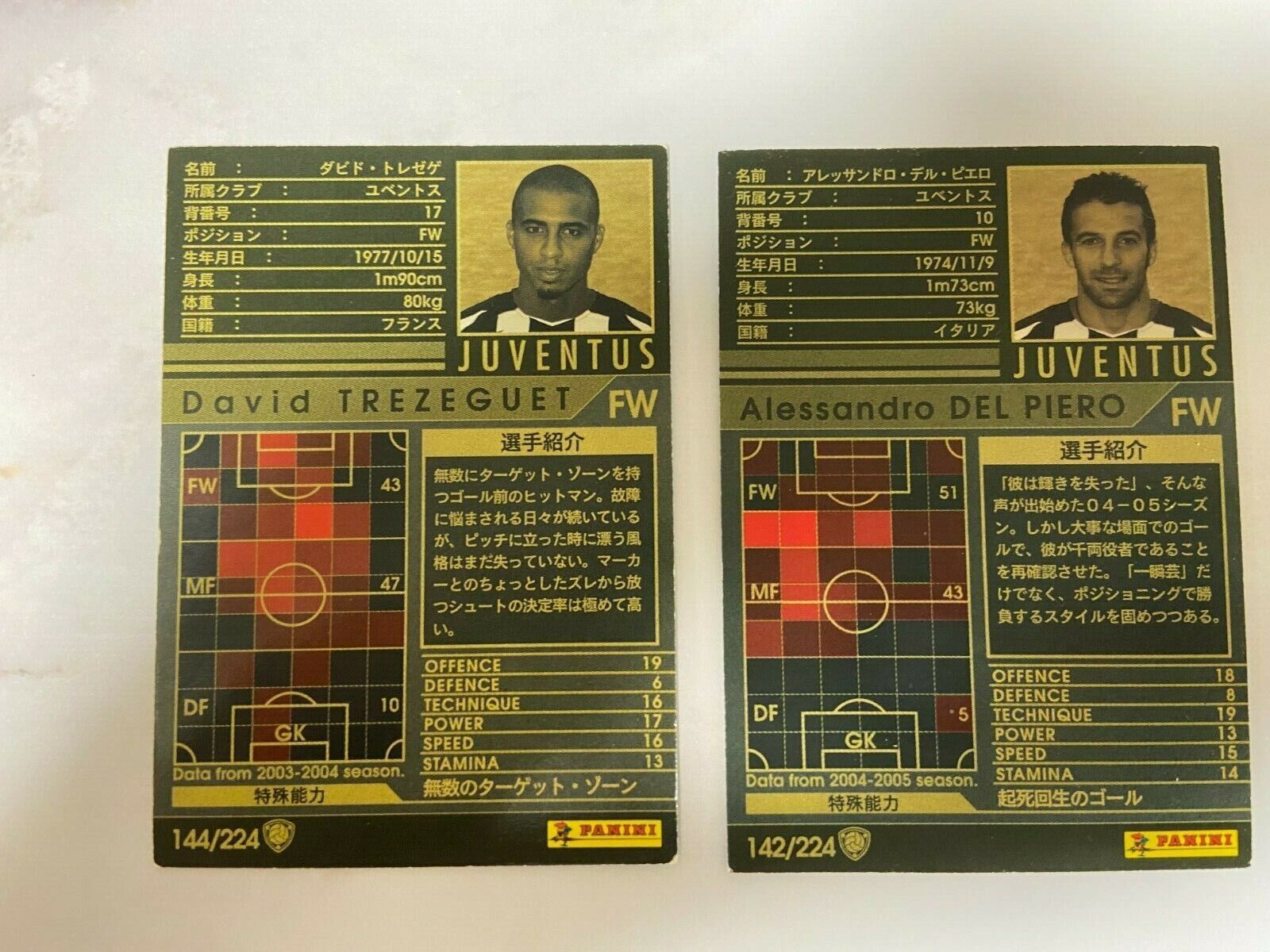 Alessandro Del Piero & David Trezeguet SET 2004-2005 Panini WCCF Rare ...