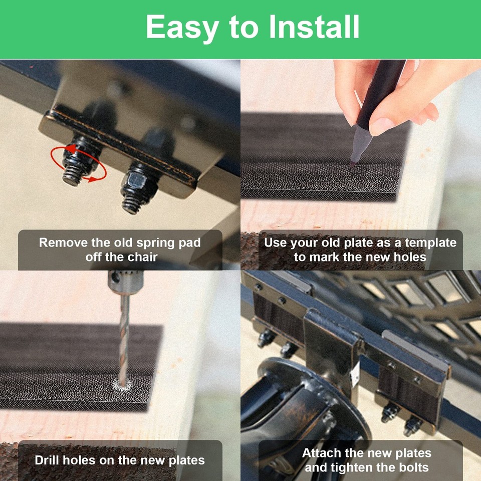 8 Pack Fiberglass Rocking Plate Replacement for Patio Swivel Rocker ...